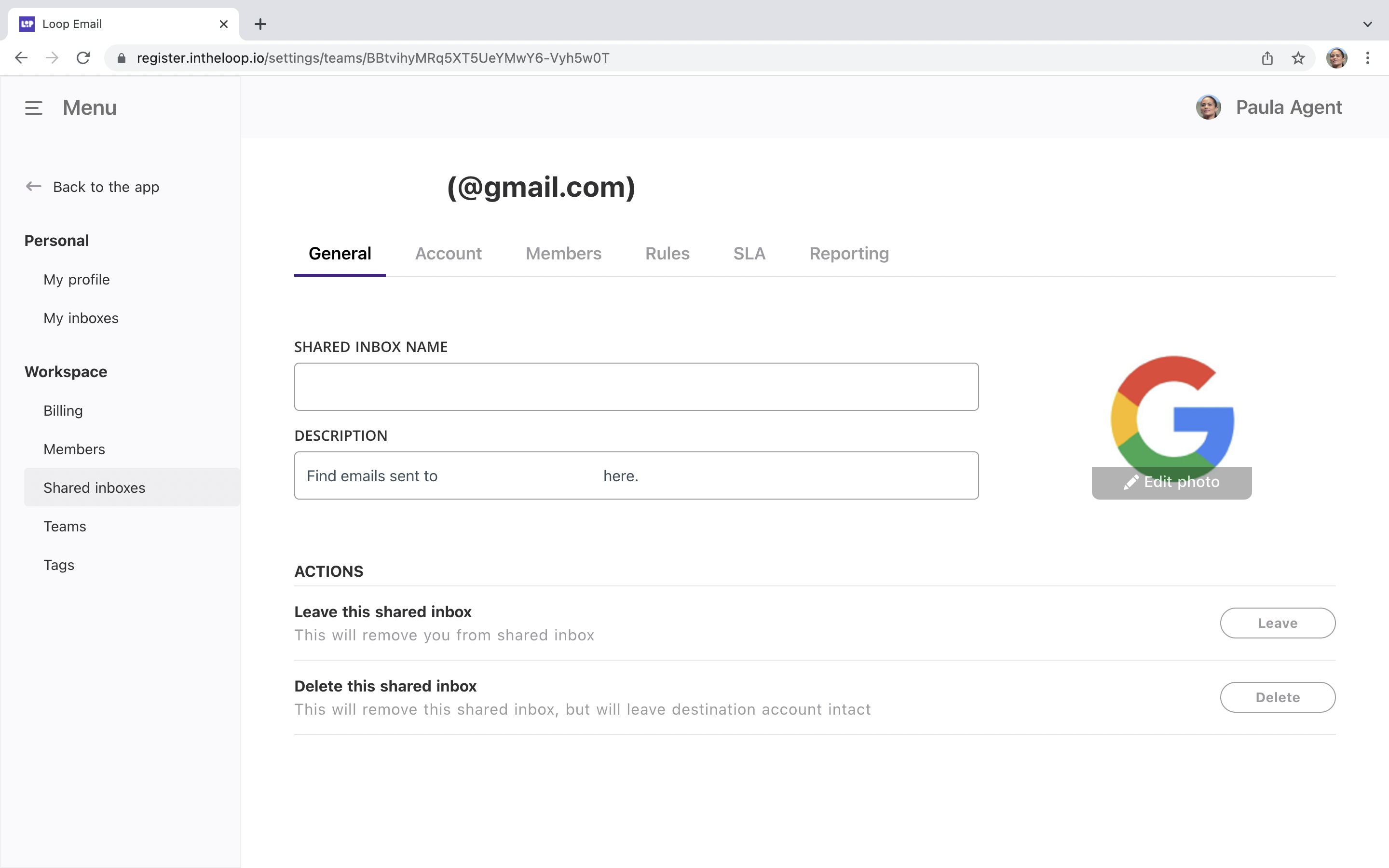 Shared Inbox Settings Loop Email Help